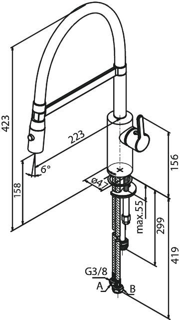 Silhouet Graphite Grey PVD Pro Kitchen Mixer [https://damixa.com]