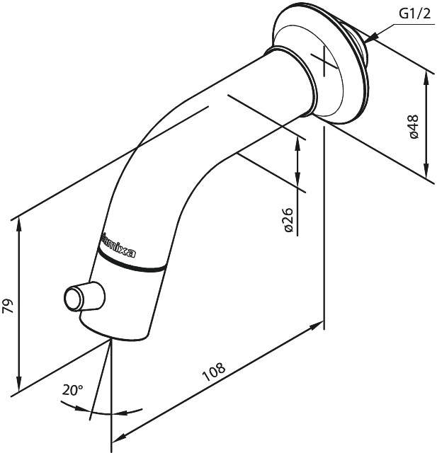 Sky Chrome Pillar tap - wall mounted [https://damixa.com]