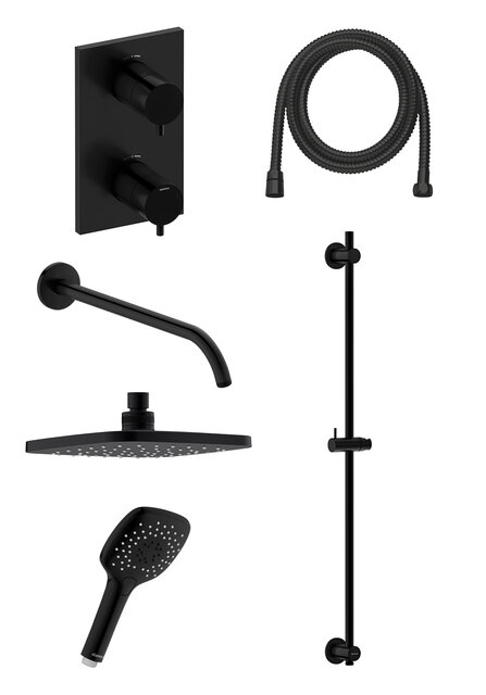 Concealed Matt black Pine SR 1 - concealed shower system [https://damixa.com]