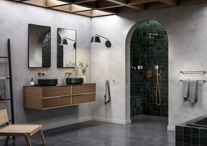 Concealed Brushed Copper PVD Silhouet HS1 - concealed shower system [https://damixa.com]